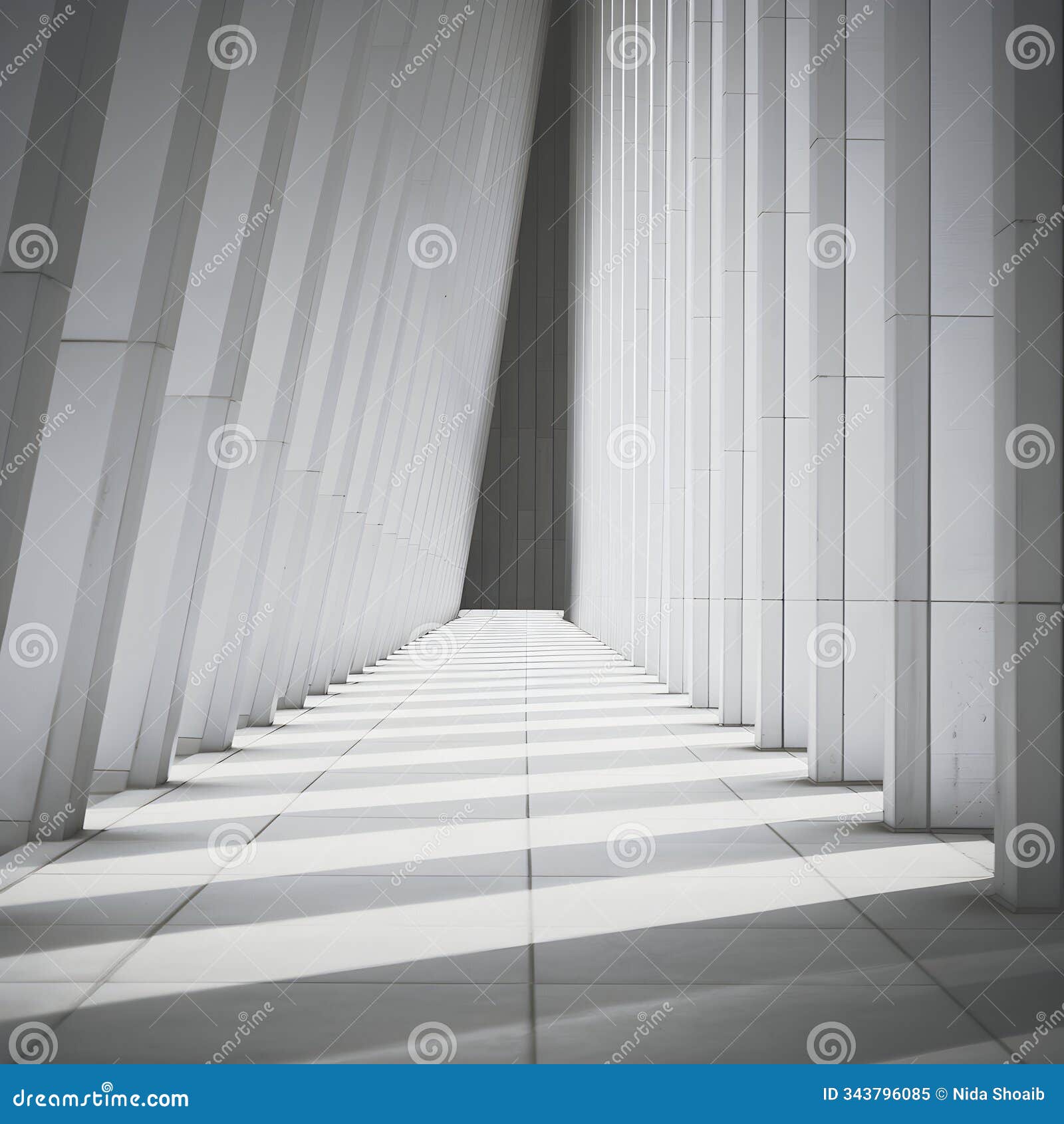 Modern Corridor with Tall White Columns Depth and Elegance in Design ...