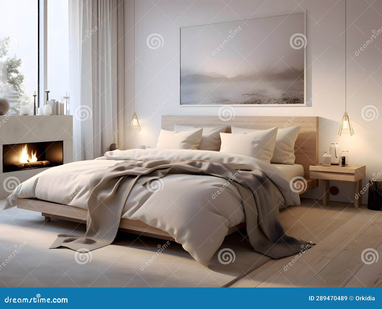 A Modern and Cosy Bedroom - Home Design Theme Stock Illustration ...
