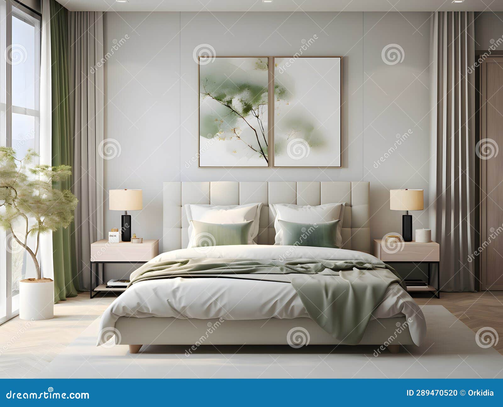 A Modern and Cosy Bedroom - Home Design Theme Stock Illustration ...