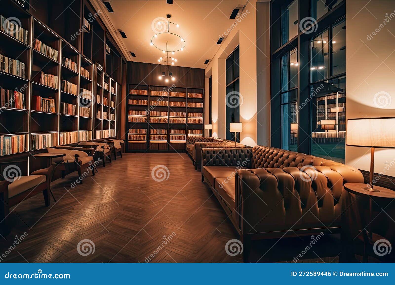 Modern Cosy Library, Generated Ai Illsutration Stock Illustration ...
