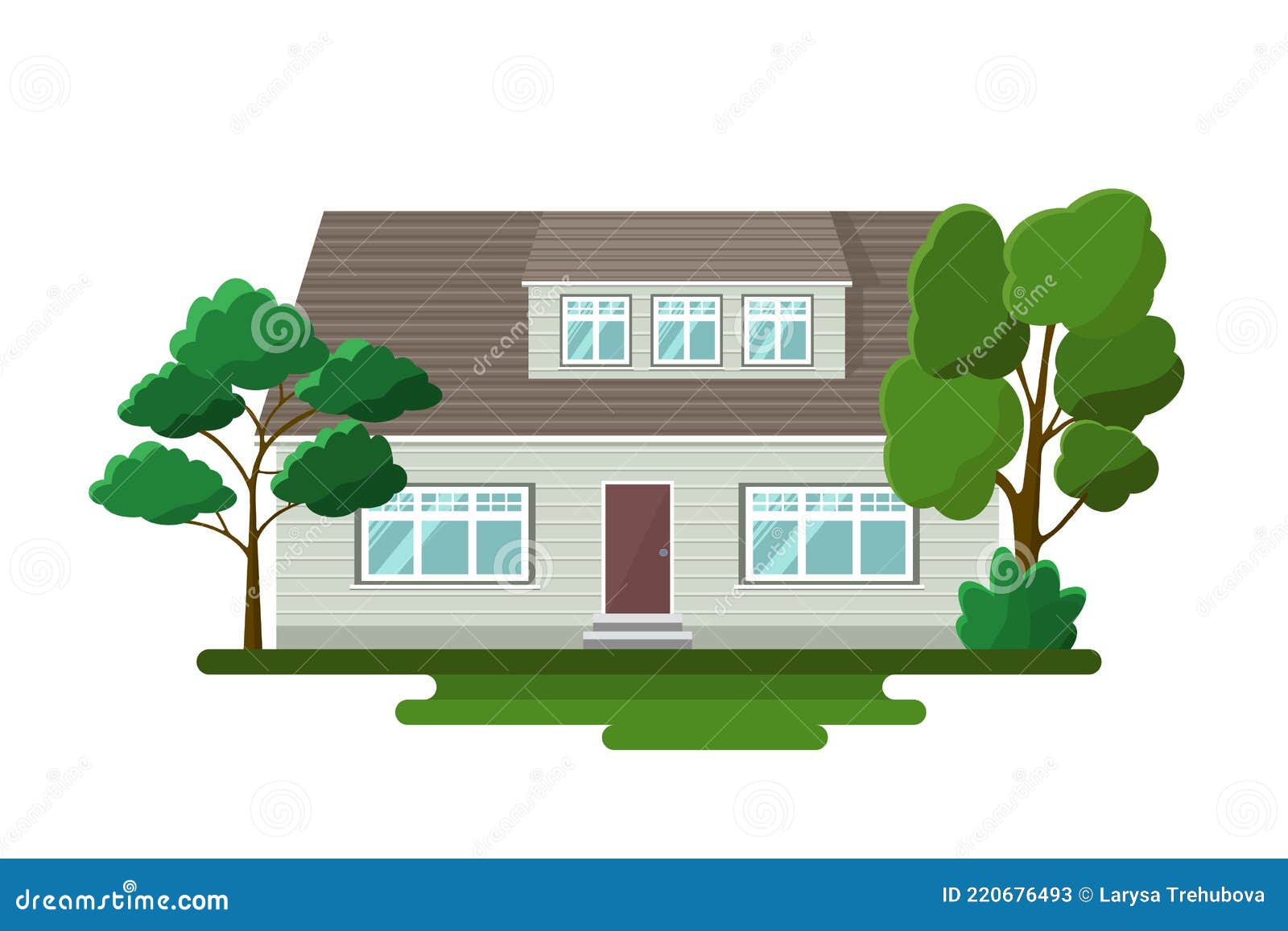 Modern Cottage, Front View. Vector Illustration of Abstract ...
