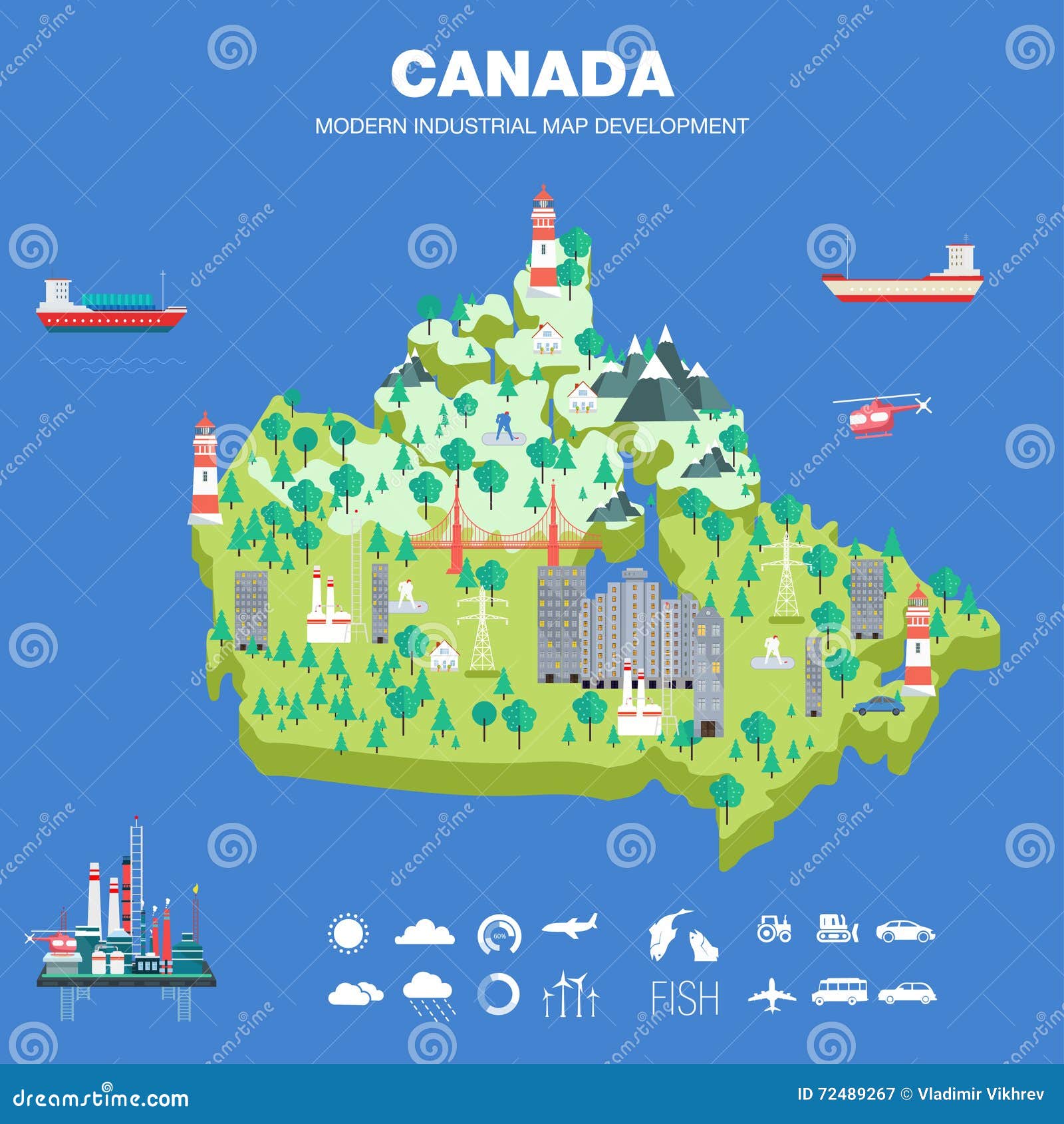 Modern Country Development Flat Indystry Map Stock Illustration ...