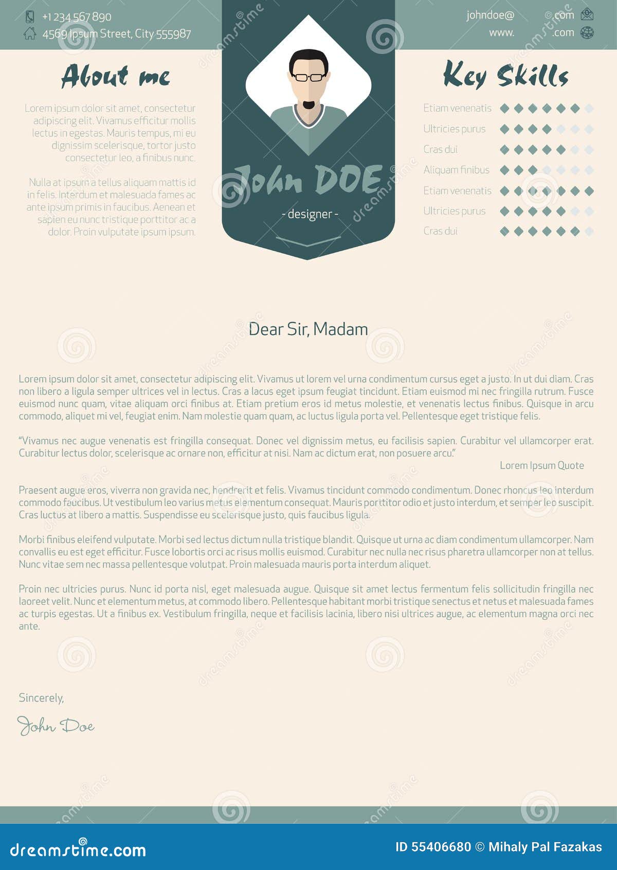 Modern Cover Letter Design with Details Stock Vector - Illustration of ...