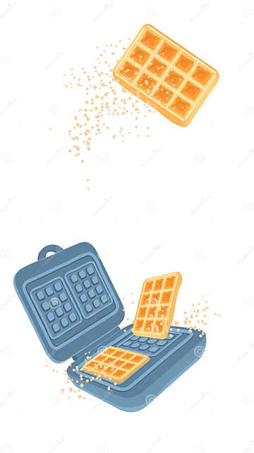 Modern Cover With Waffle Maker For Web Banner Design Cooking Belgian