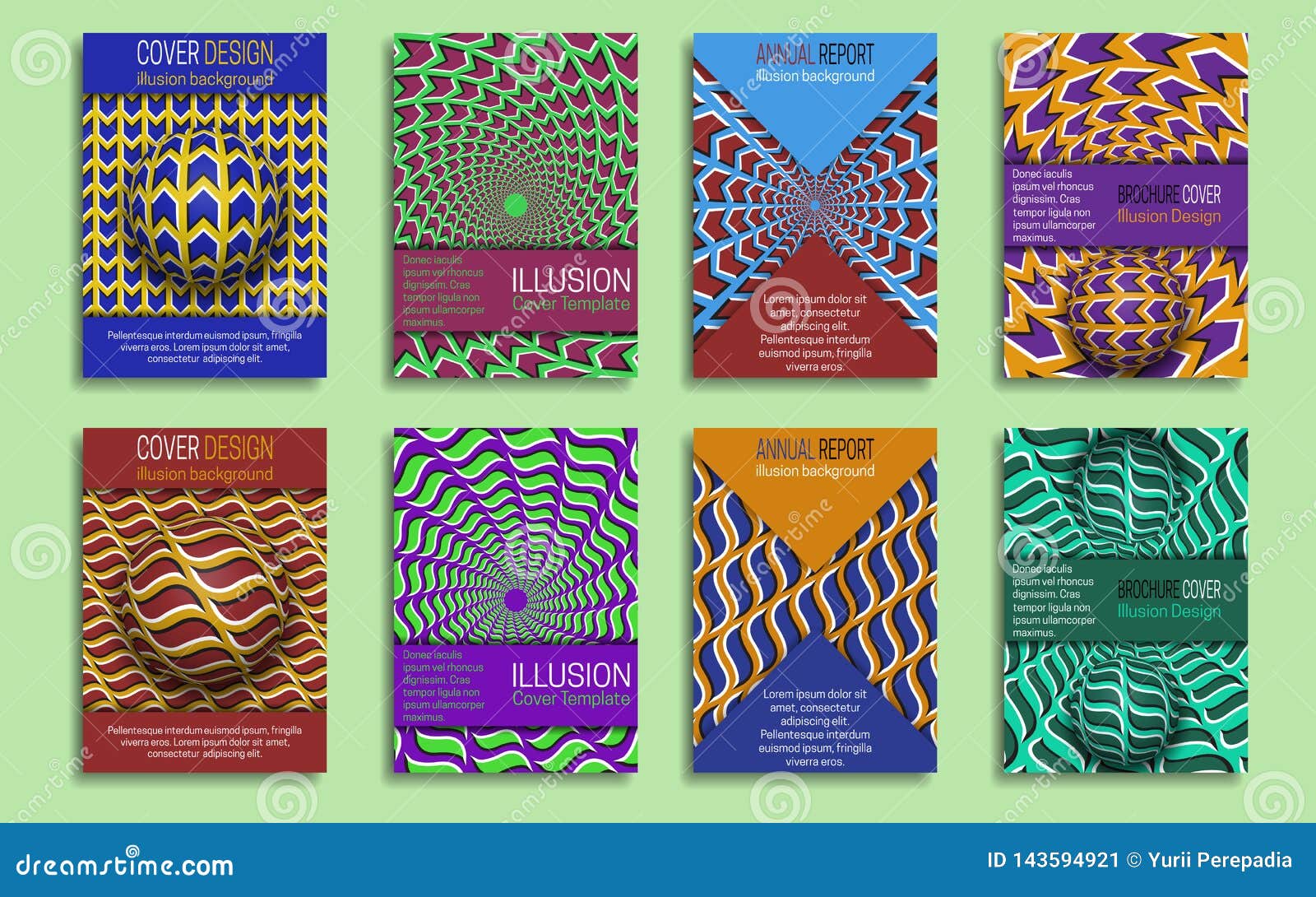 Modern Covers Templates with Optical Illusion Design Elements. Booklet ...
