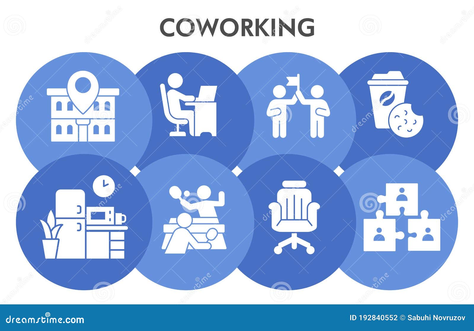 Modern Coworking Infographic Design Template with Icons. Freelance ...