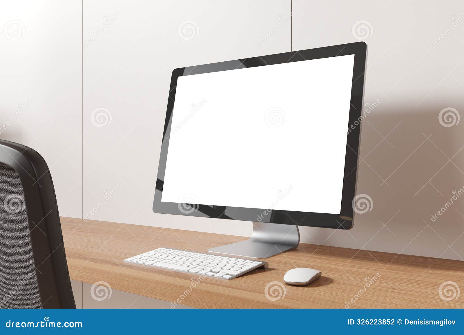 Modern Coworking Interior with Pc Computer on Table with Mockup Display ...