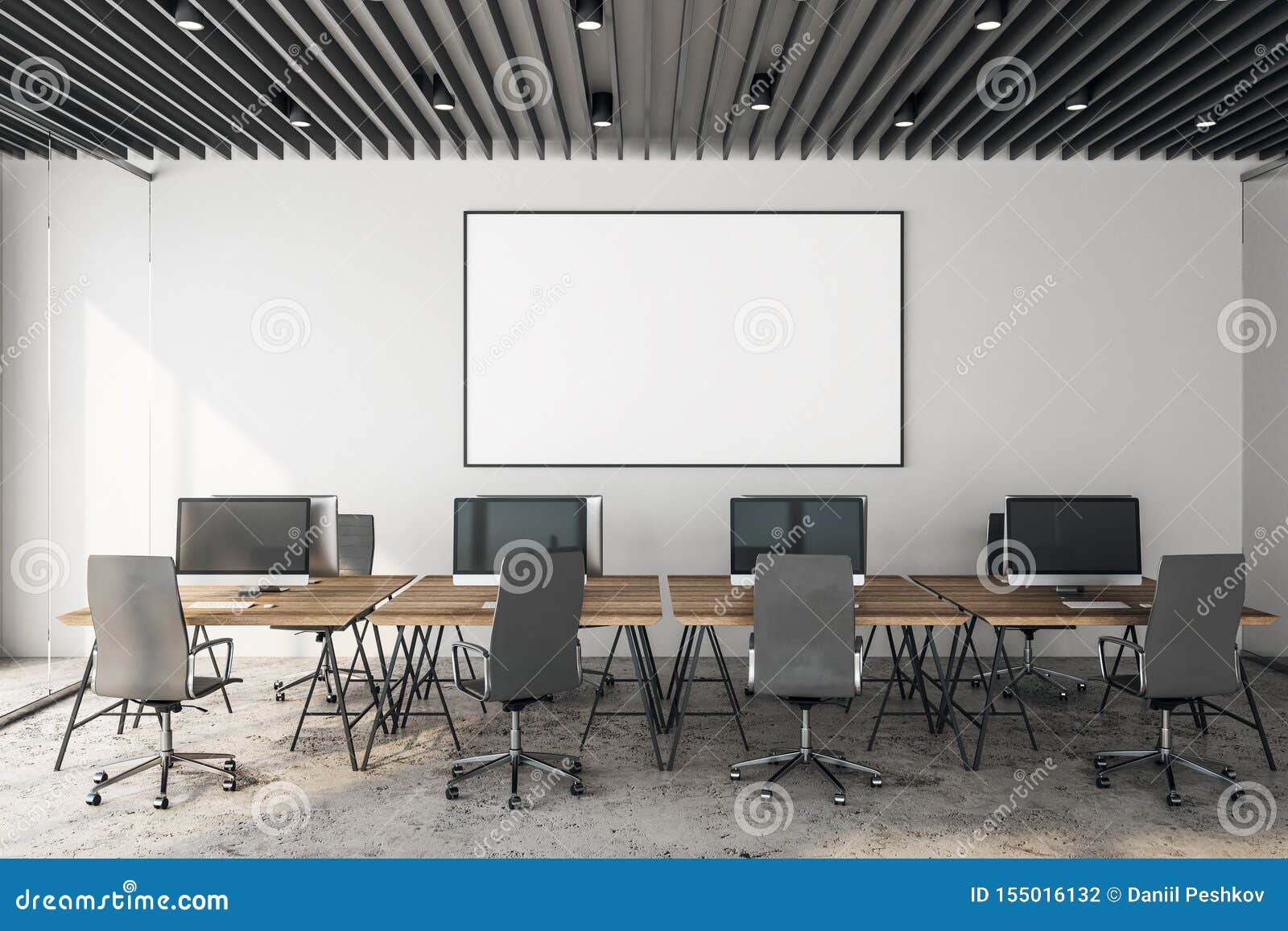 Modern Coworking Office with Billboard Stock Illustration ...