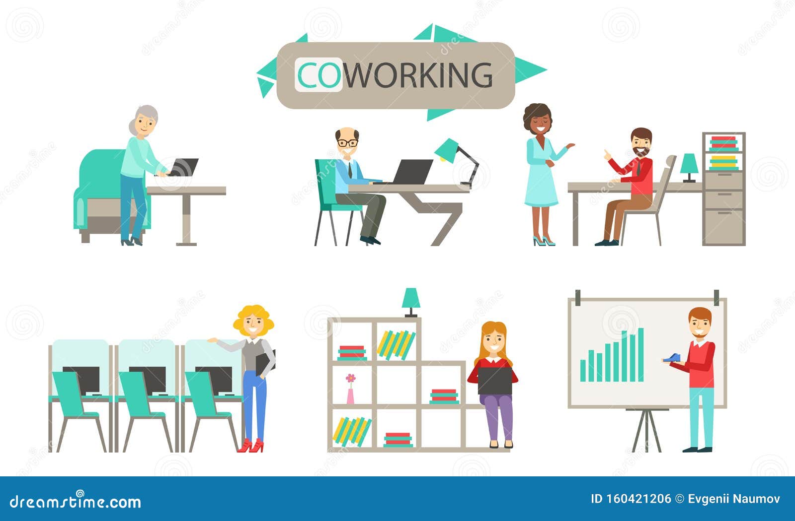 Modern Coworking Space, People Working Together at the Computers in the ...