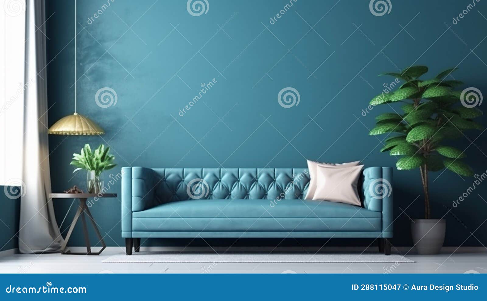 Modern Cozy Living Room and Blue Wall Texture Background Interior ...