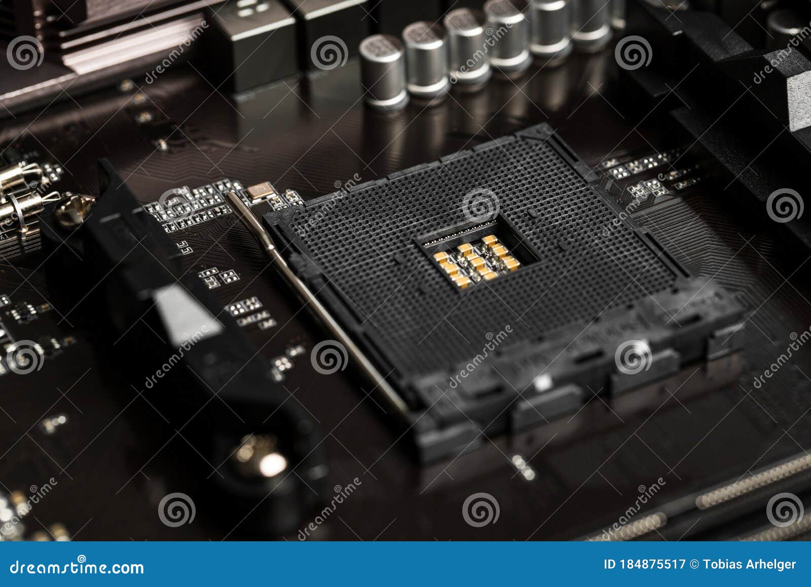 Modern Cpu Socket on a Motherboard Stock Image - Image of semiconductor ...
