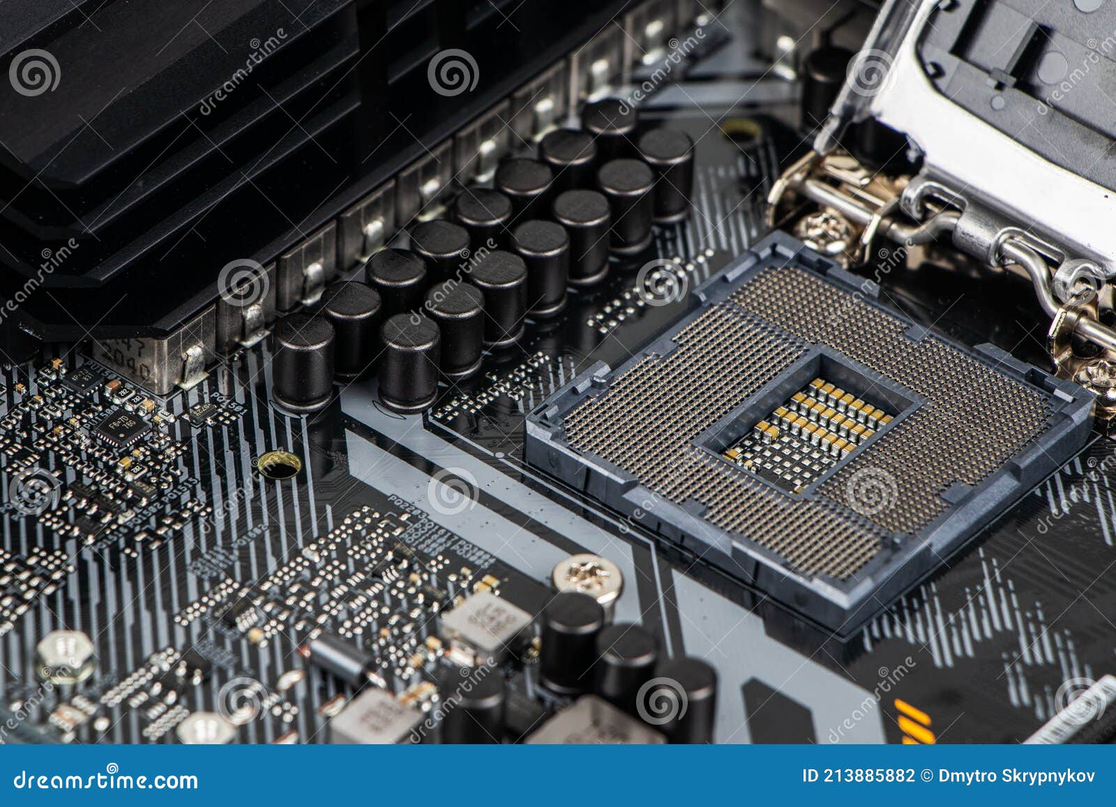 Modern Cpu Socket on a Motherboard Close Up Stock Photo - Image of ...