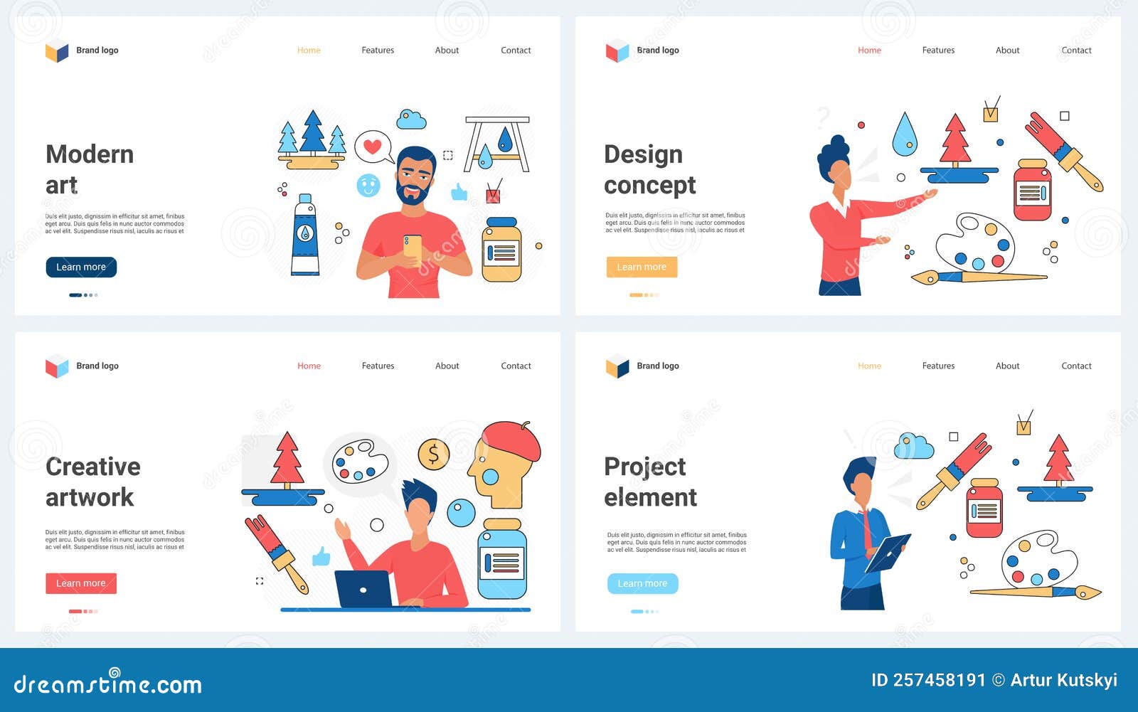 Modern Creative Art, Development Projects Set, Artists Develop ...