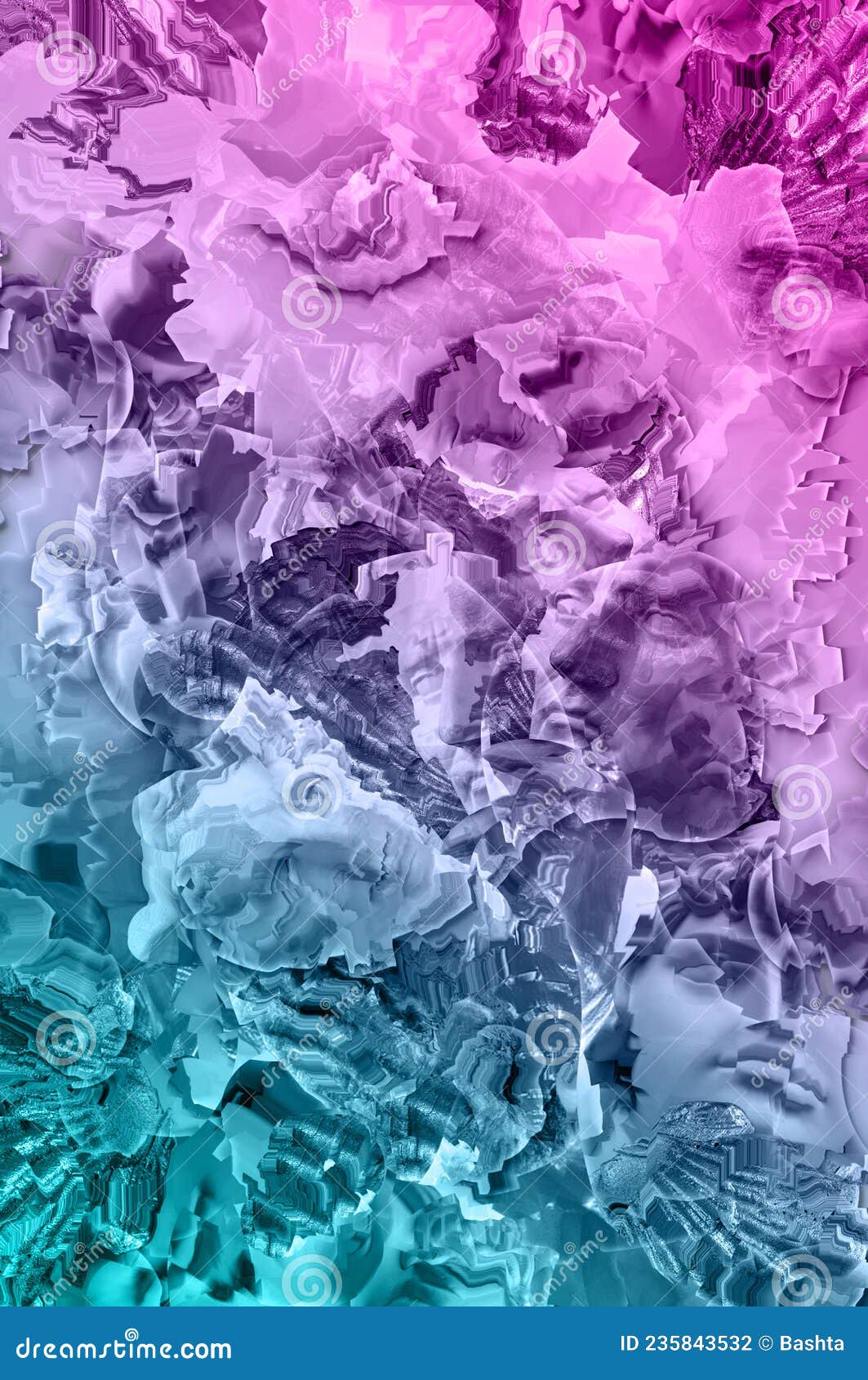 Modern Creative Background with Ancient Statue Head and Sea Shells ...