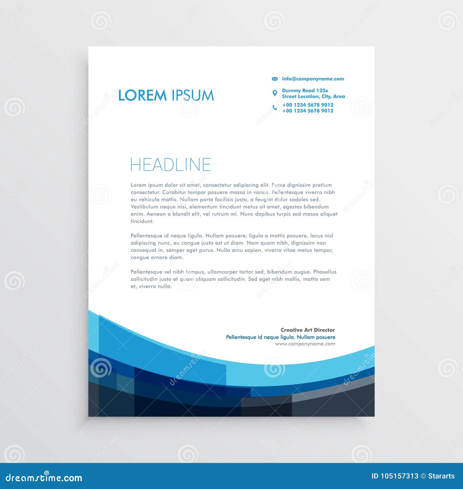 Modern Creative Blue Letterhead Template Design Stock Vector ...