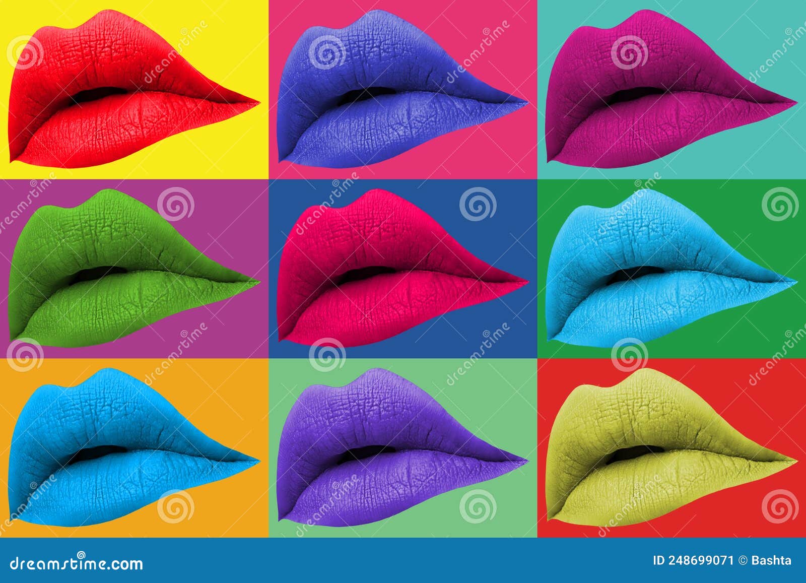 Modern Creative Collage. Contemporary Art Background with Colored Lips ...