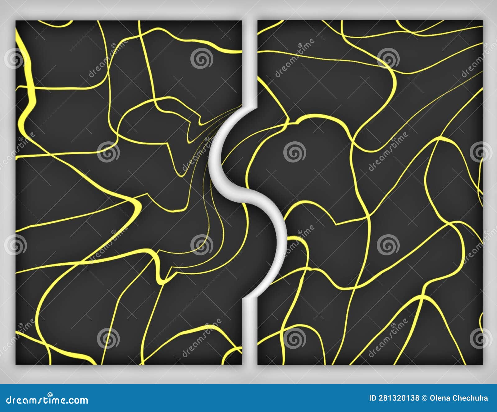 Modern Creative Cover Design Set. Abstract Pattern Curves on Black ...