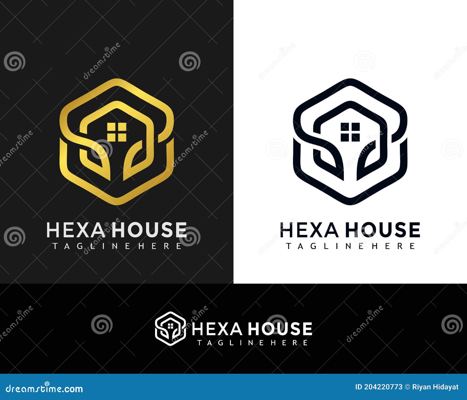 Modern Creative Hexa House Golden Shape Logo Design Vector Illustration ...