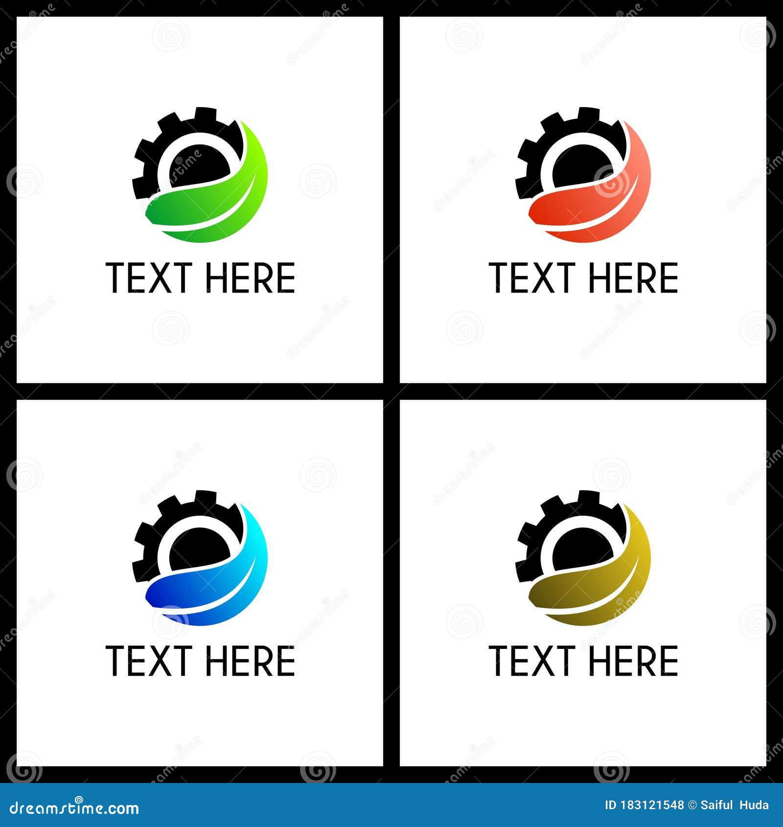 Leaf Gear Tree Commitment Teamwork Together Outline Logo Vector Illustration | CartoonDealer.com ...