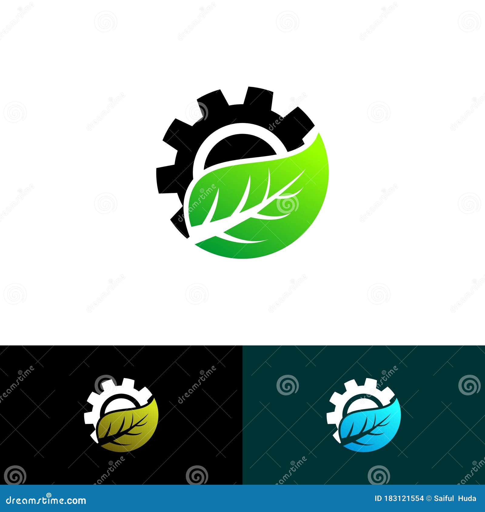 Leaf Gear Tree Commitment Teamwork Together Outline Logo Vector Illustration | CartoonDealer.com ...