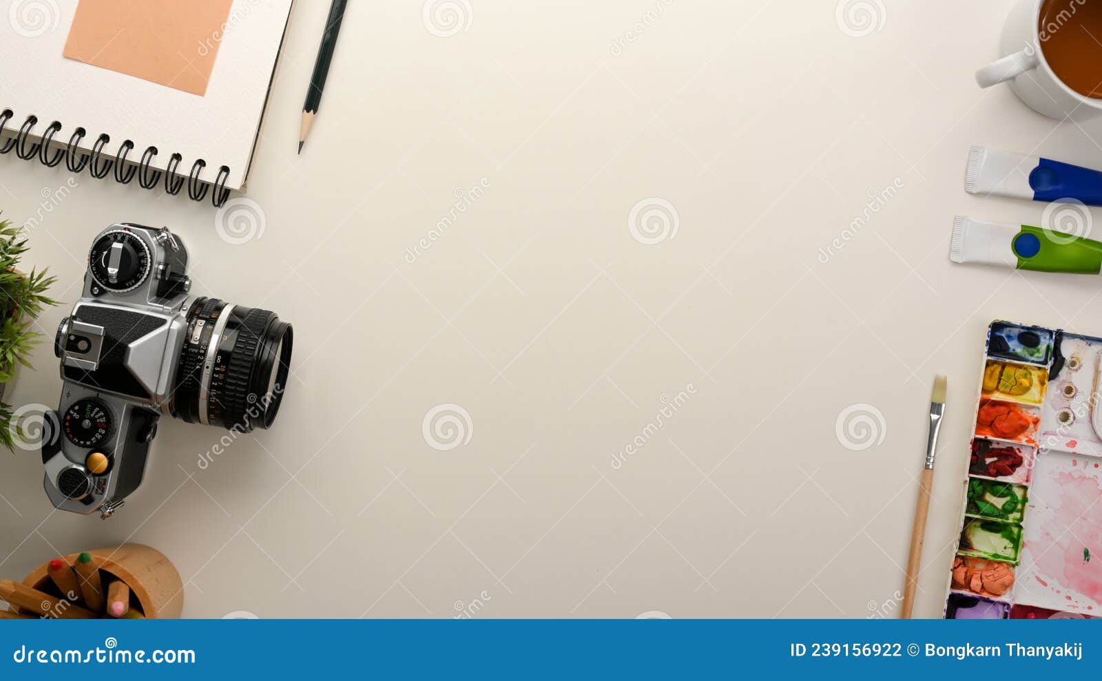 Modern Creative Office Workspace with Graphic Designer Work Tools Stock ...