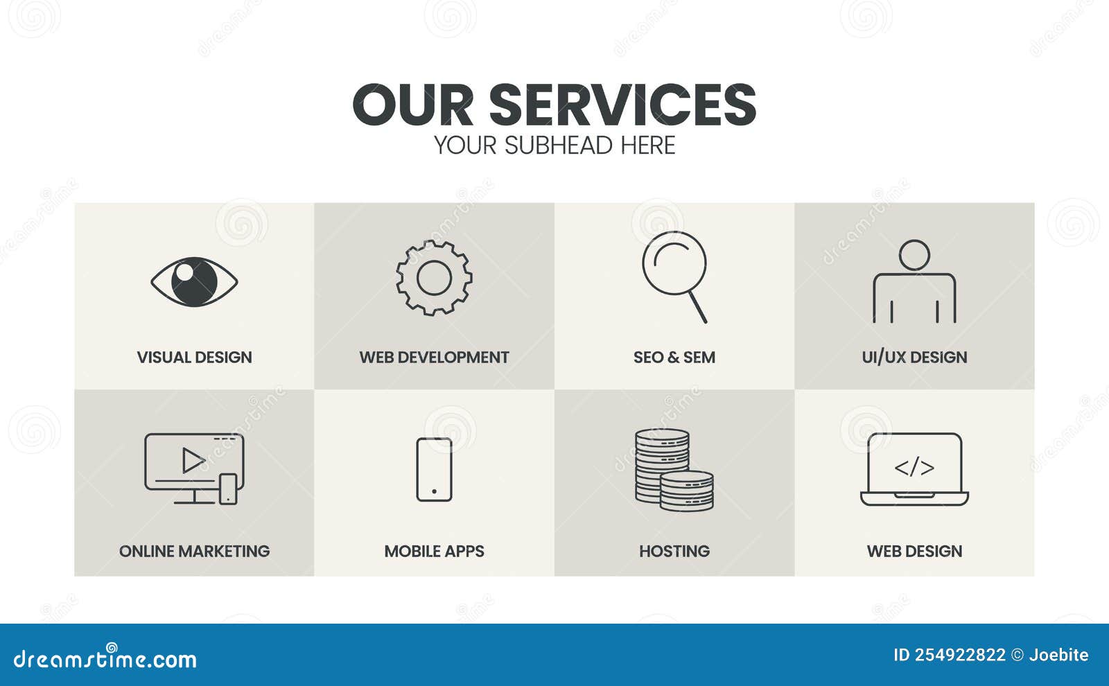 Modern Creative of Our Services Banner Template with 6 Options Such As ...