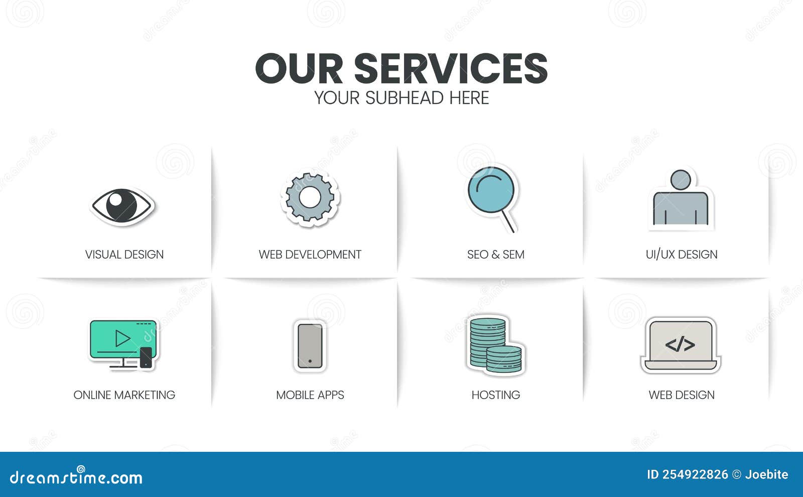 Modern Creative of Our Services Banner Template with 6 Options Such As ...