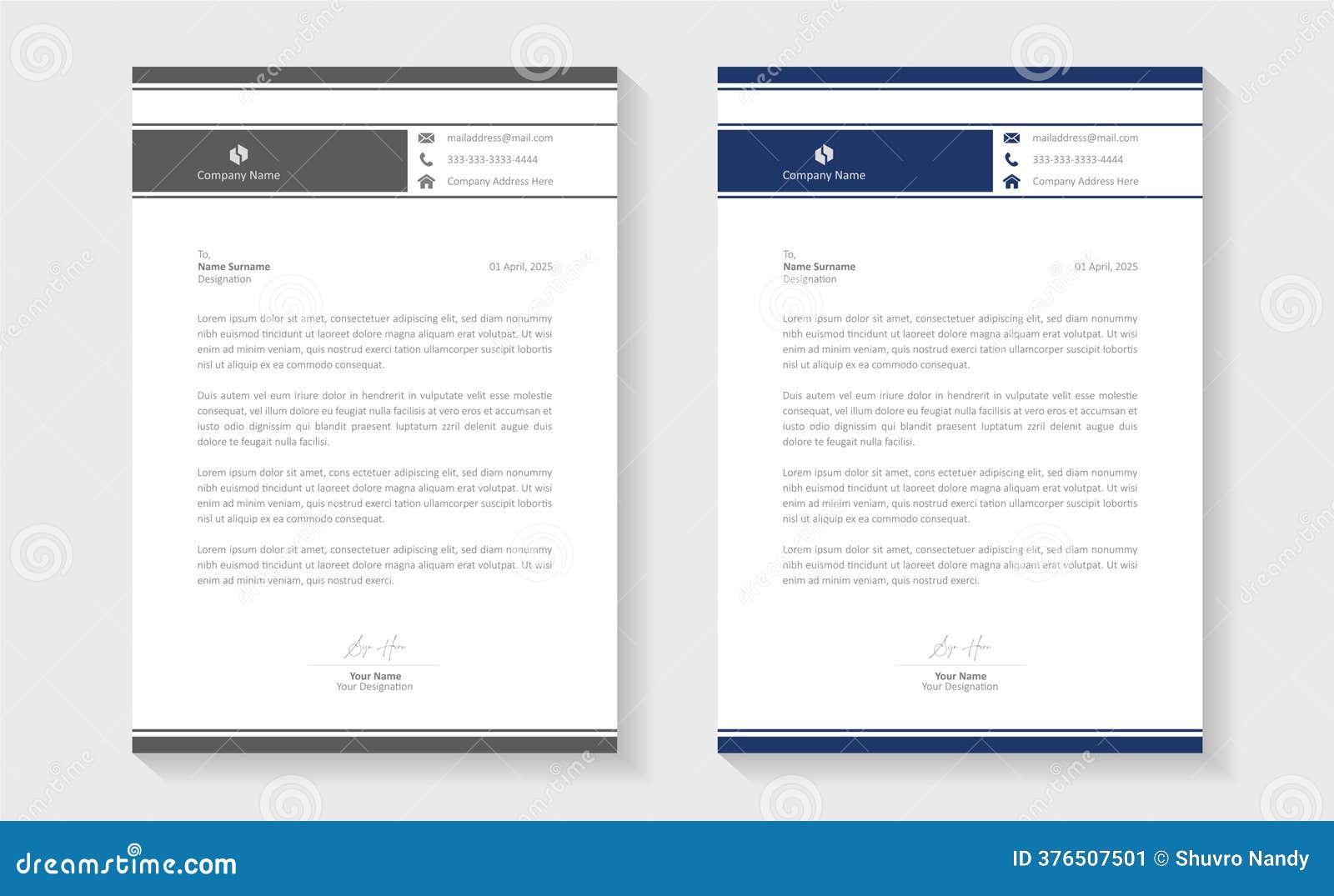 Professional Letterhead Template Set, Business Letterhead Template Set ...