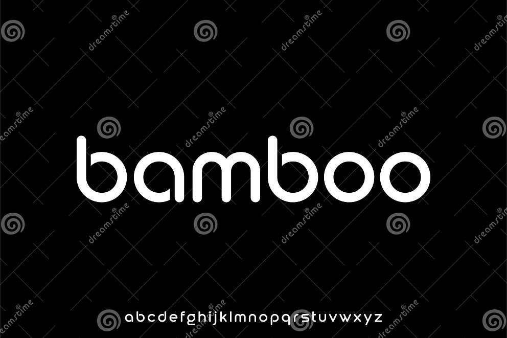 Modern Creative Rounded Alphabet Display Font Vector. Cute Bamboo ...