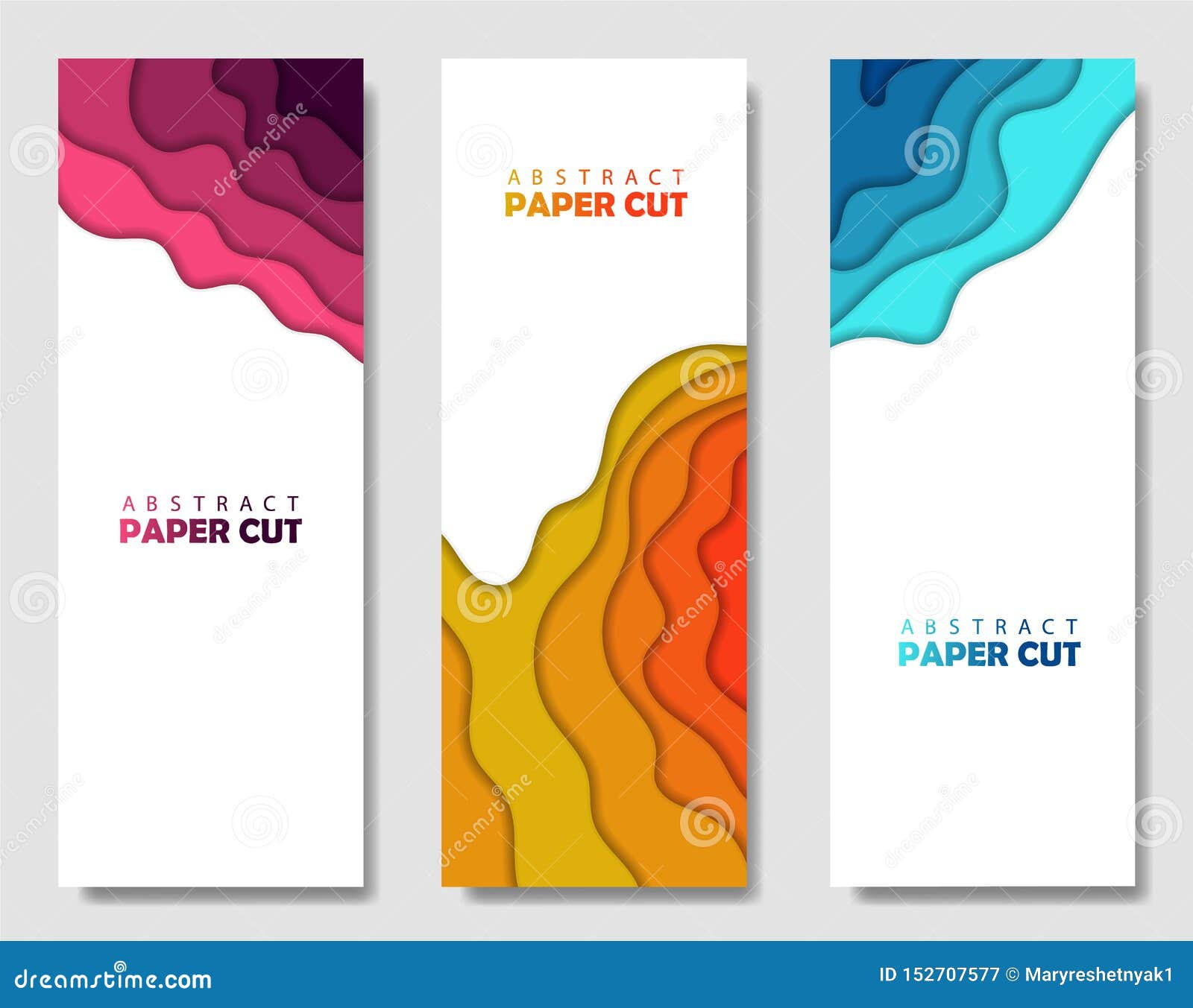 Modern Creative Set of Posters with a 3d Abstract Background and Paper ...