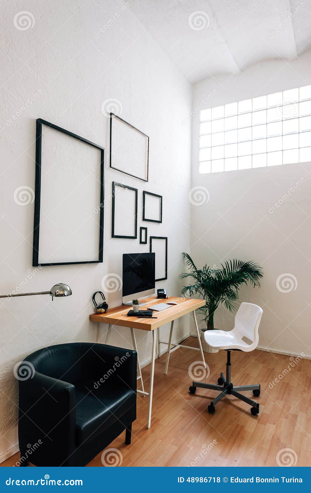 Modern creative workspace. stock photo. Image of armchair - 48986718