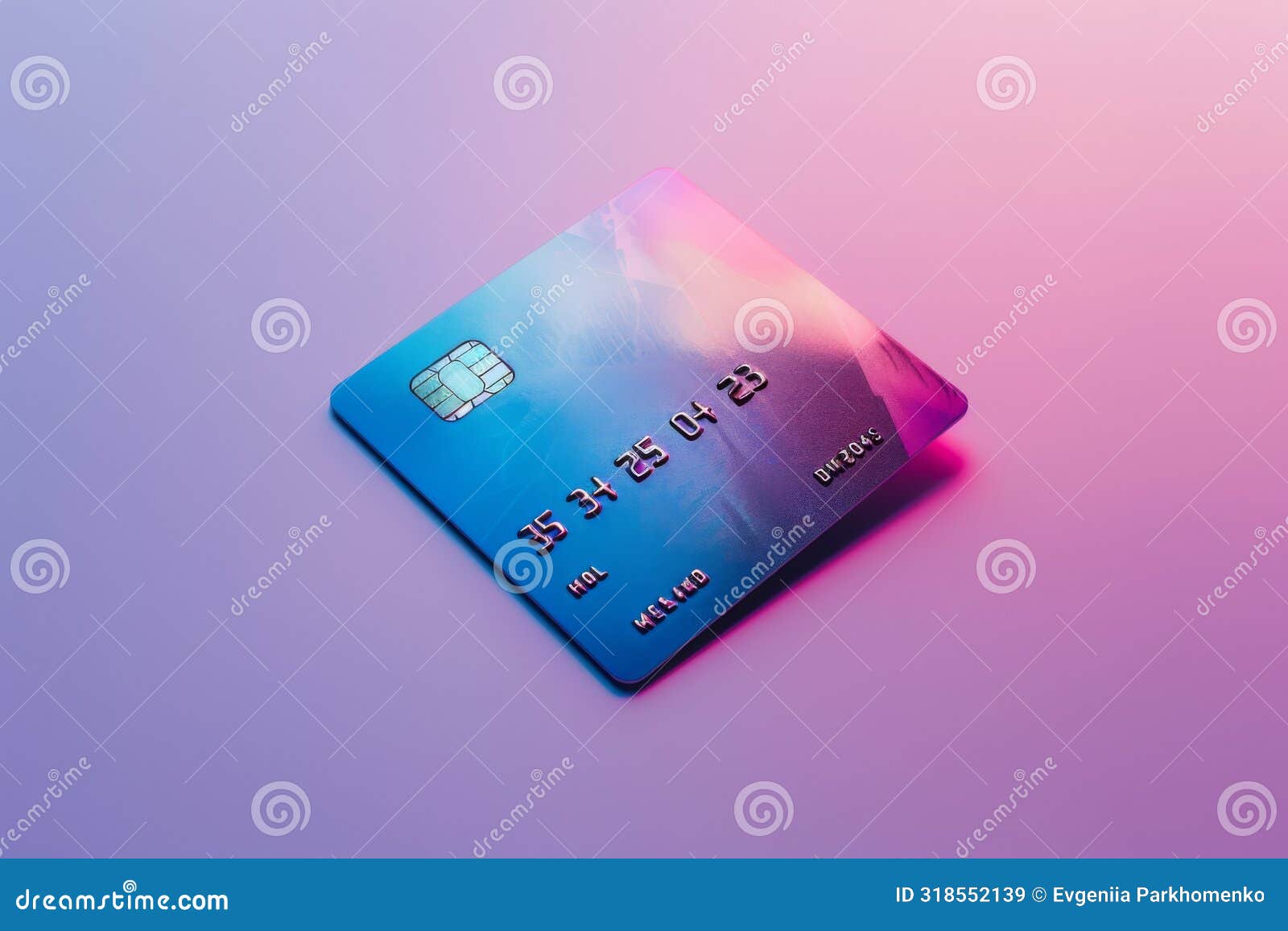 Modern Credit Card Illuminated on Gradient Background with Vivid Colors ...