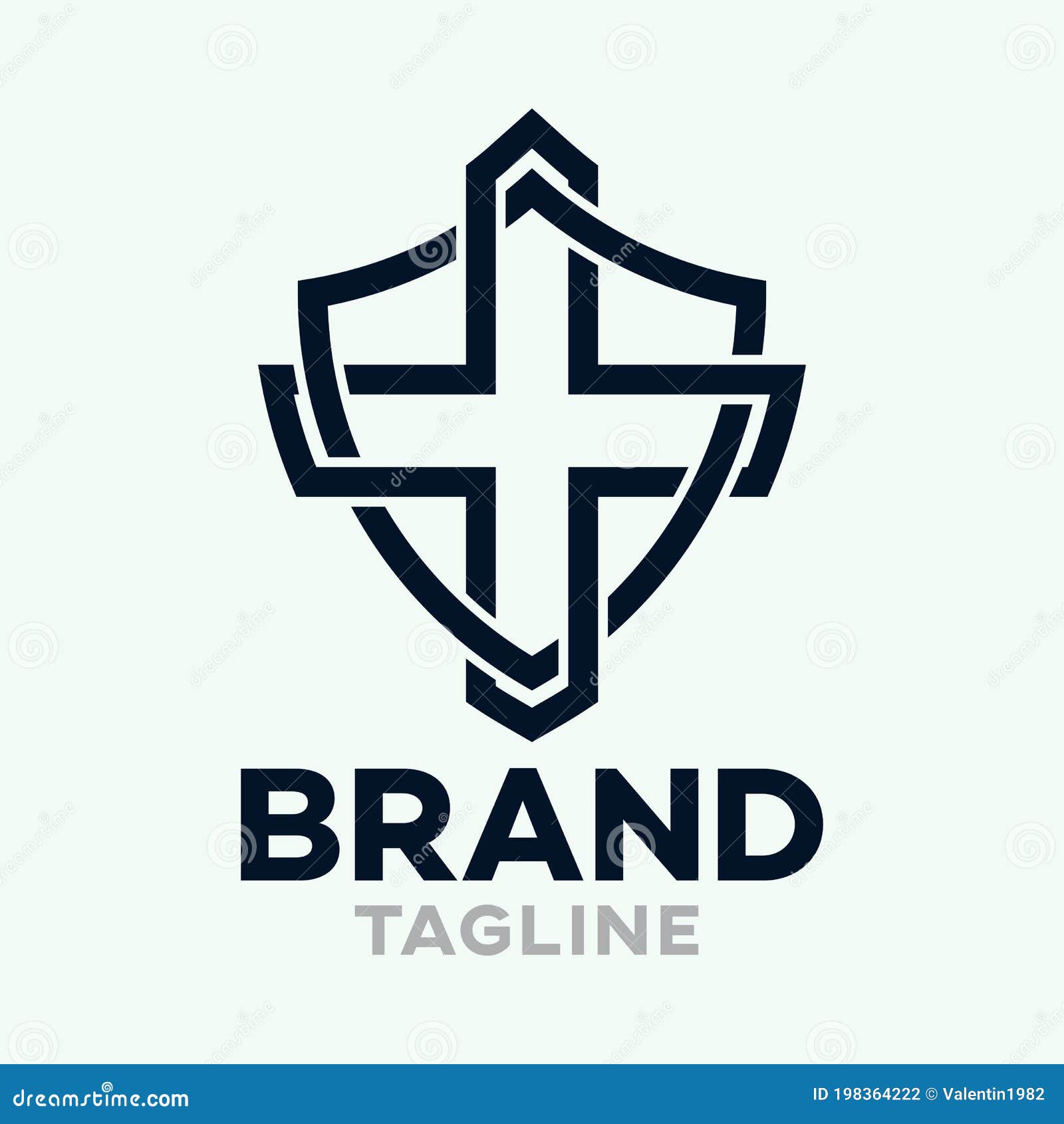 Modern Cross in Shield Logo. Stock Vector - Illustration of identity ...