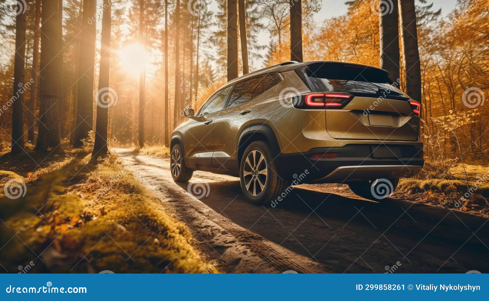 Modern Crossover Car in the Forest Stock Image - Image of design, drive ...