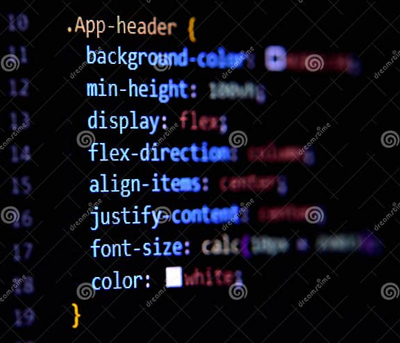 Modern CSS3 Cascade Style Sheet Programming Code for HTML Coding. Stock Image - Image of code ...