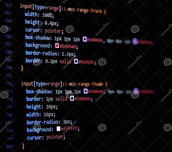 Modern Css3 Cascade Style Sheet Programming Code For Html Coding Stock 