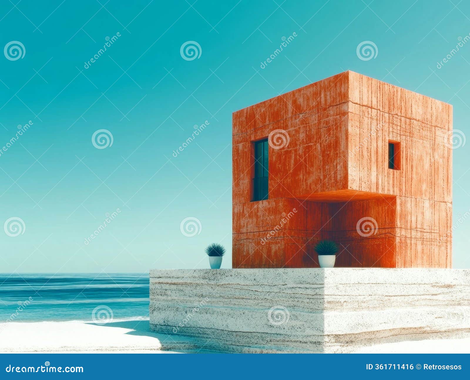 Modern Cube Structure by the Sea Featuring Minimalist Design with a ...