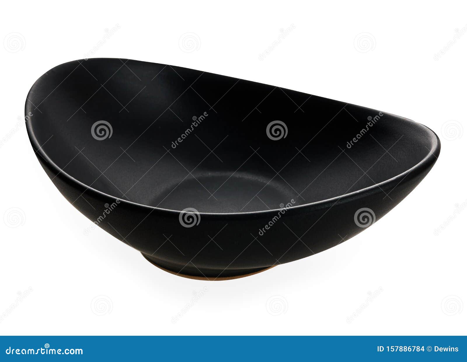 Modern Curve Bowl, Empty Black Bowl in Oval Shape Isolated on White ...