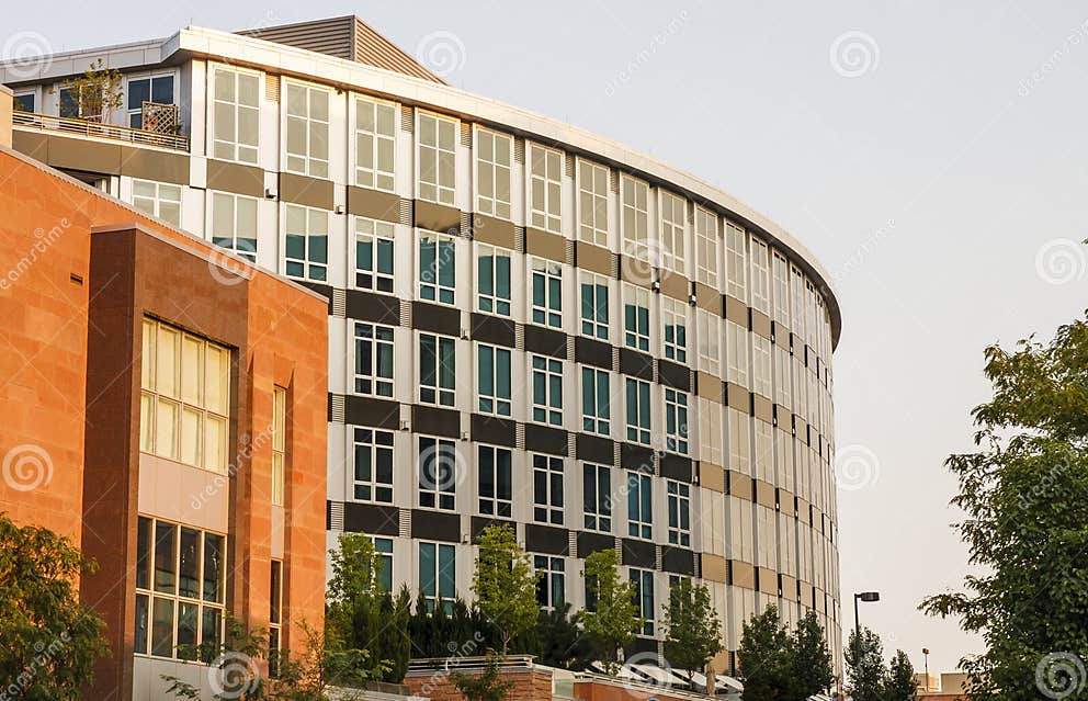 Modern Curved Office Building Stock Image - Image of clear, office ...