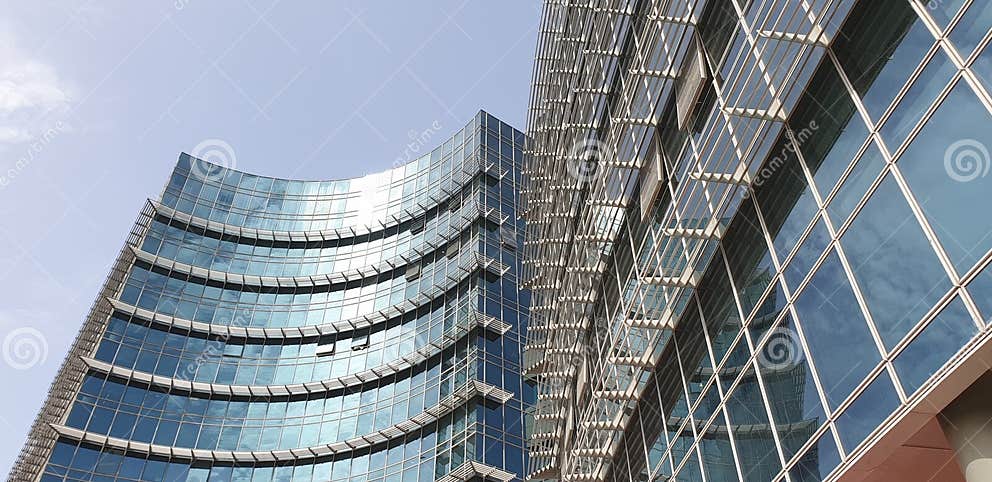 Modern Curved Office Building Stock Image - Image of symmetry, line ...