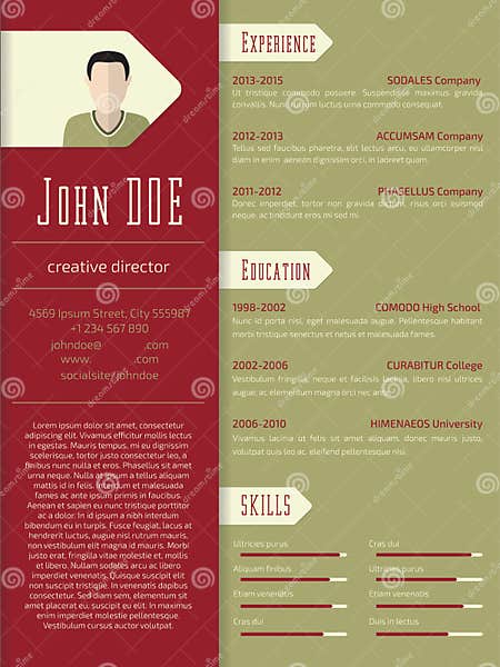 Modern Cv Resume Template Design Stock Illustration - Illustration of ...