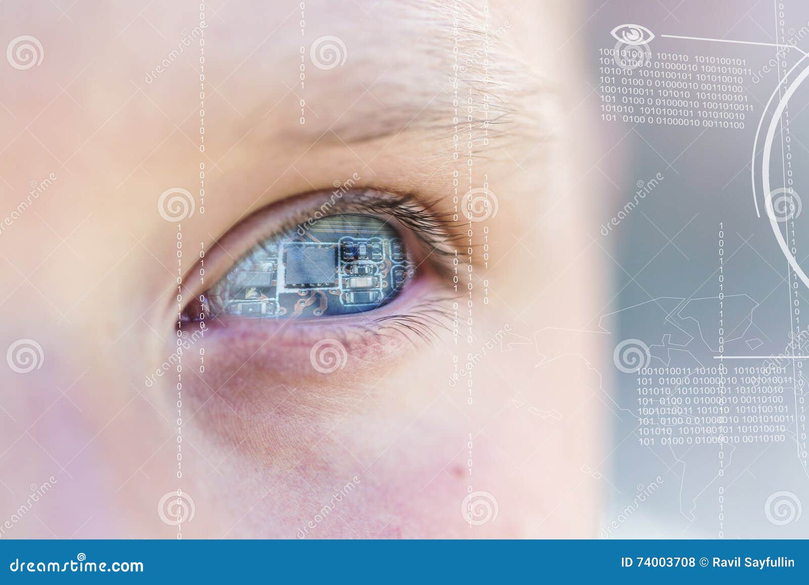 Modern Cyber Boy with Digital Eye Stock Photo - Image of graphic ...