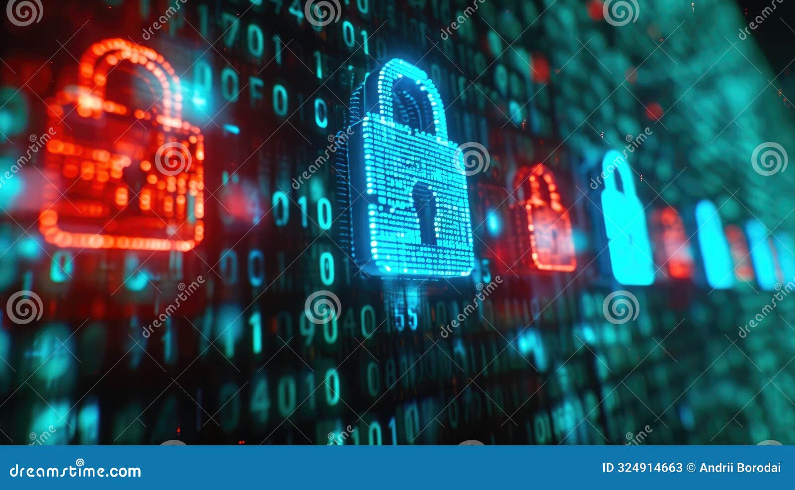 Modern Cyber Security Illustration with Glowing Lock. Stock ...