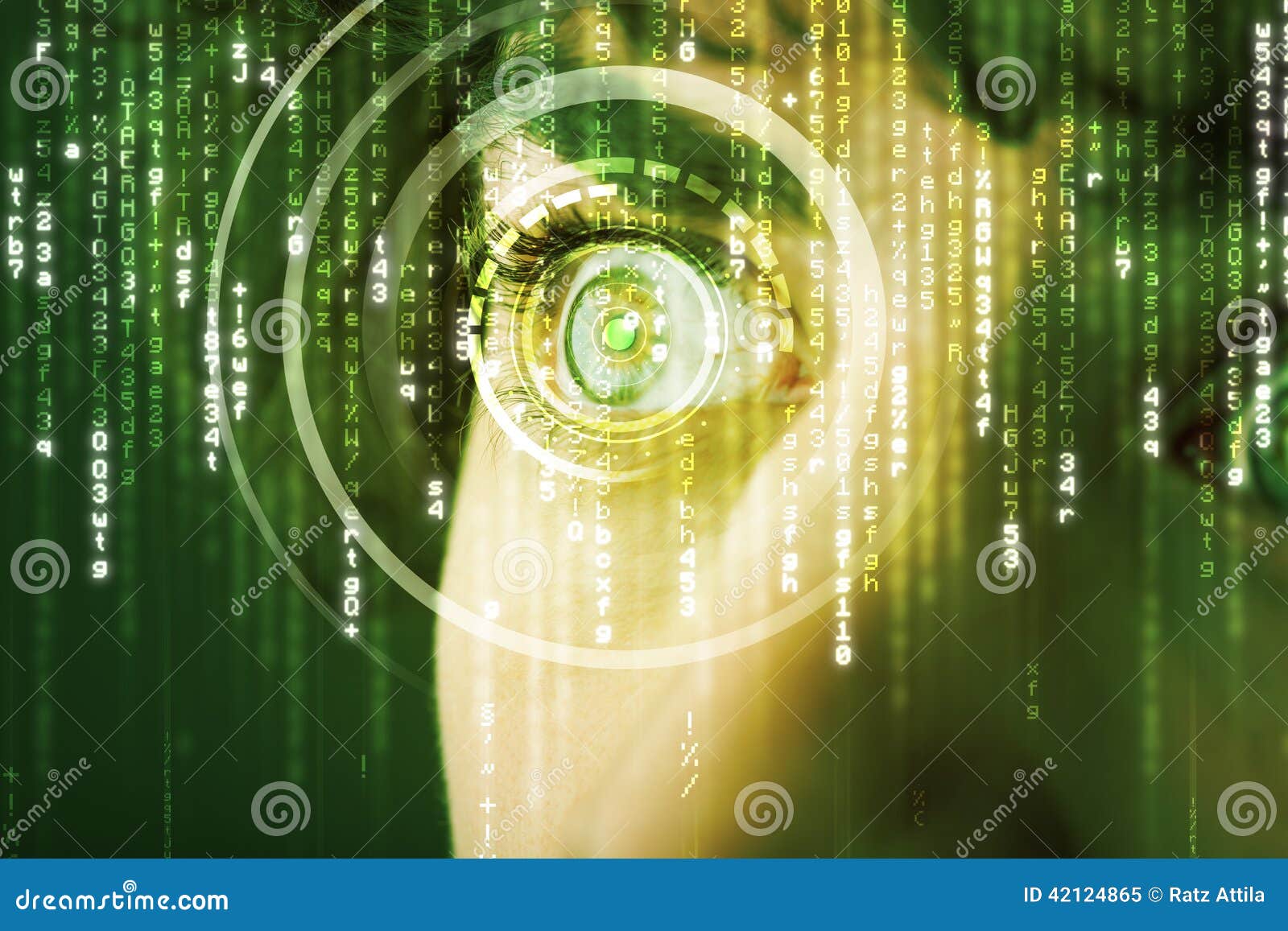 Modern Cyber Soldier with Target Matrix Eye Stock Image - Image of ...