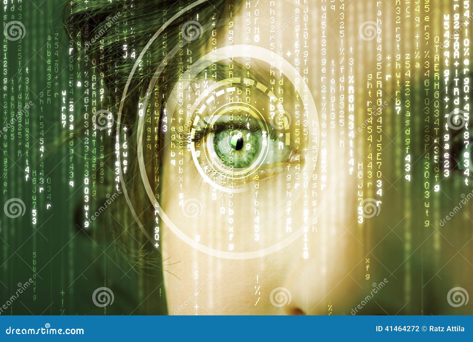 Modern Cyber Woman with Matrix Eye Stock Photo - Image of matrix ...