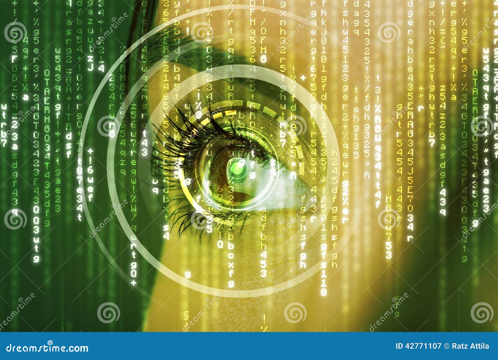 Modern Cyber Woman with Matrix Eye Stock Image - Image of graphic ...