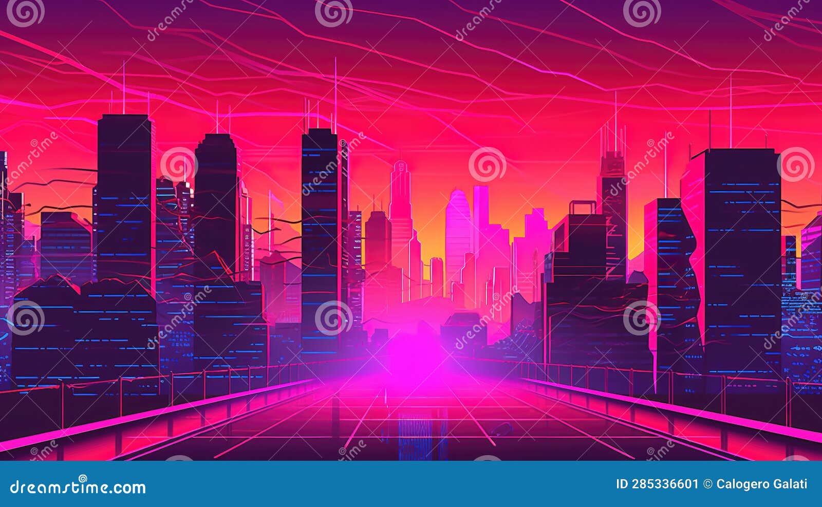 A Modern Cyberpunk Inspired City Artwork in a Pink Touch, Ai Generated ...