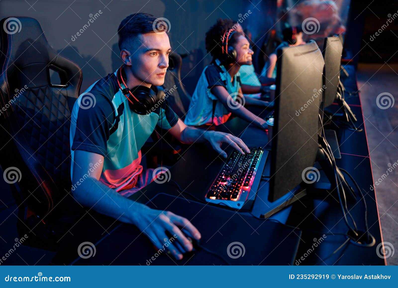 Esports Team Playing Game on Computers in Gaming Club Stock Image ...