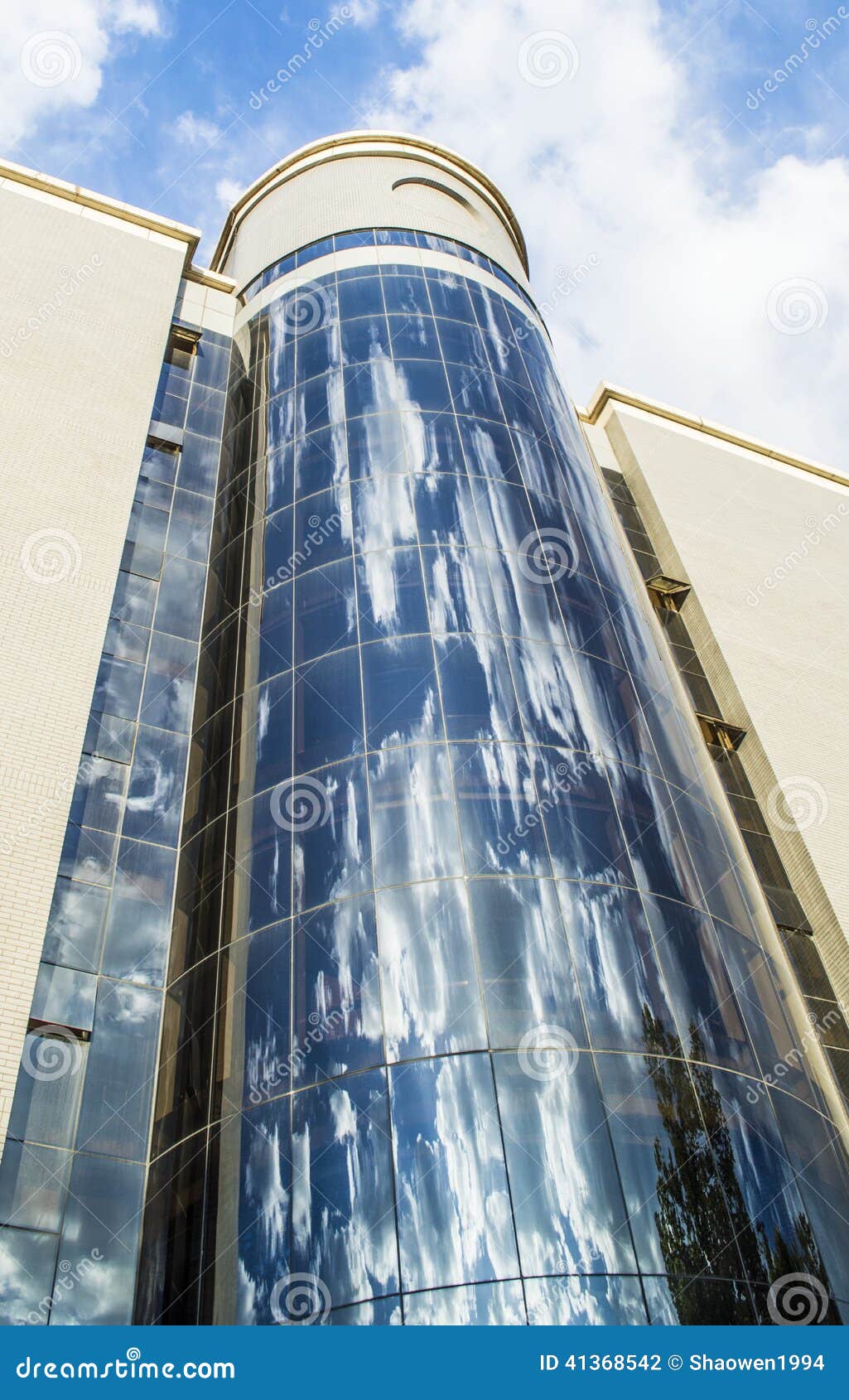 Modern Cylindrical Building Stock Photo - Image of clouds, reflective ...