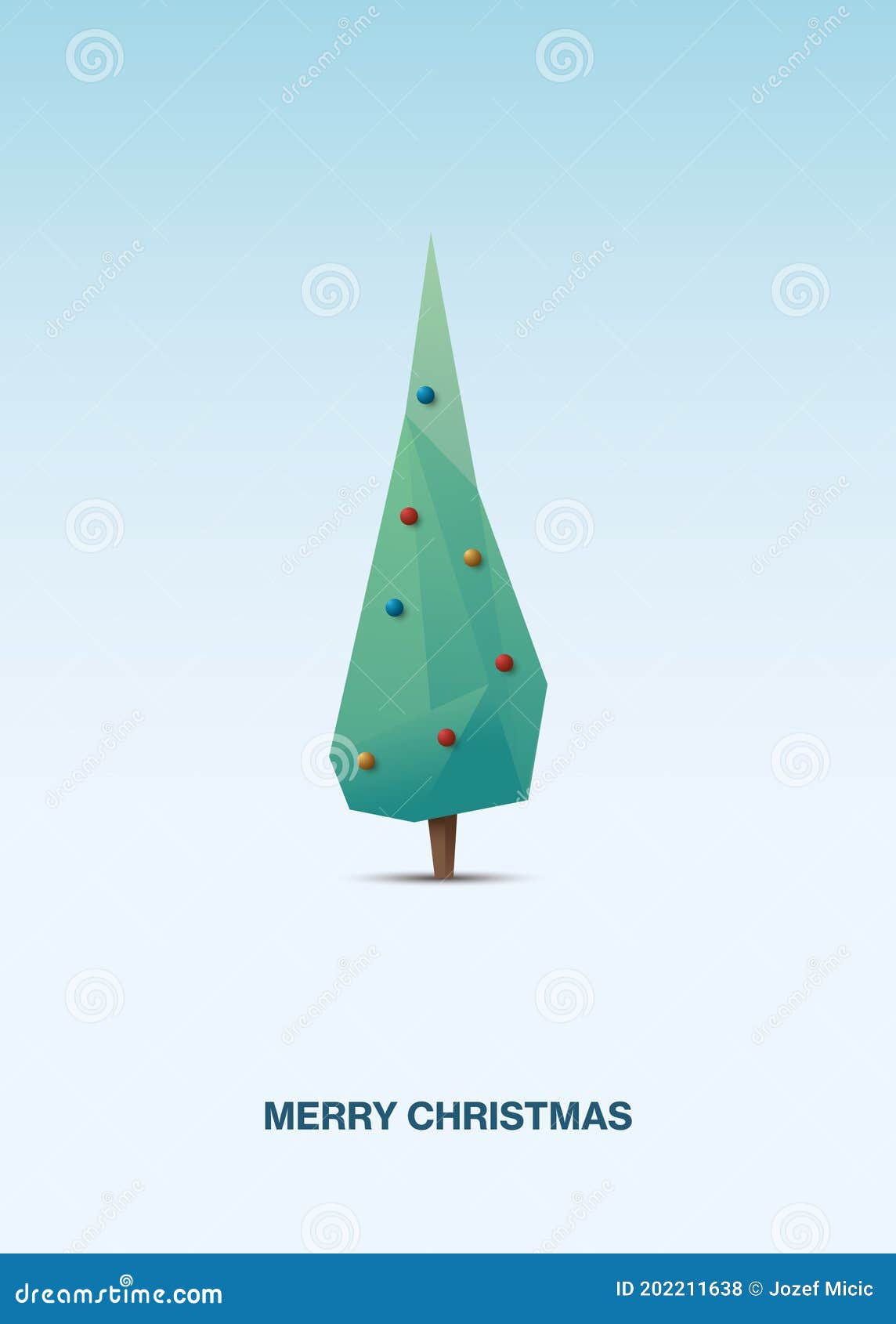 Modern 3d Christmas Tree Card Vector Template. Holiday Greeting ...